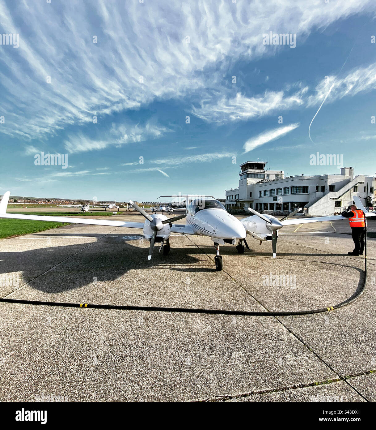 A quick fuel stop on the sunny south coast (Shoreham airport Stock ...