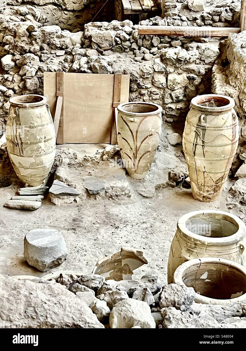 Interesting painted urns and other artifacts from ancient times of the ...