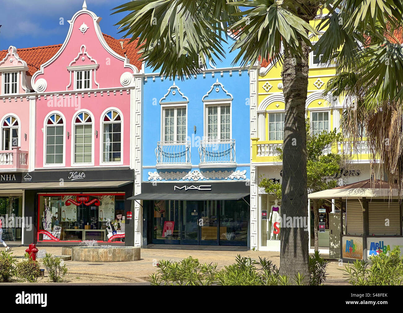 Colourful shops in central Oranjestad, Aruba Stock Photo - Alamy