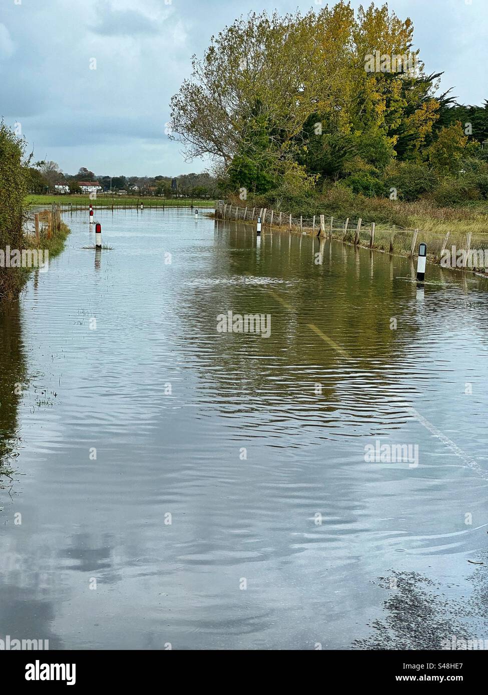 Flooded road due to a big spring tide, Hayling Island, Hampshire ...