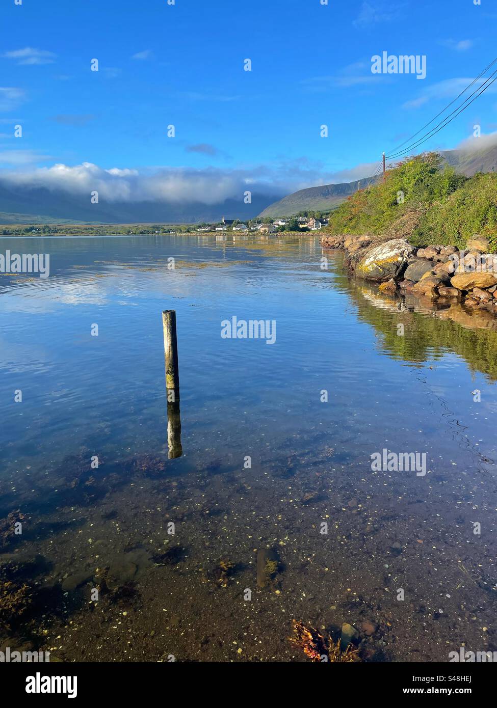 Calm water on the Cloghane estuary, County Kerry, Ireland Stock Photo ...