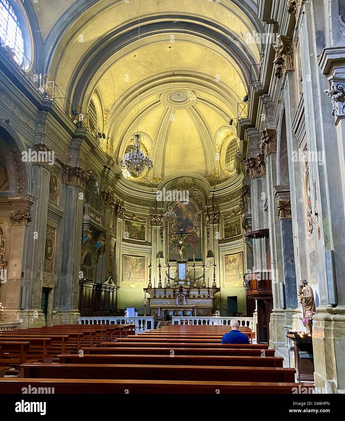 Inside an church in French French Stock Photo - Alamy