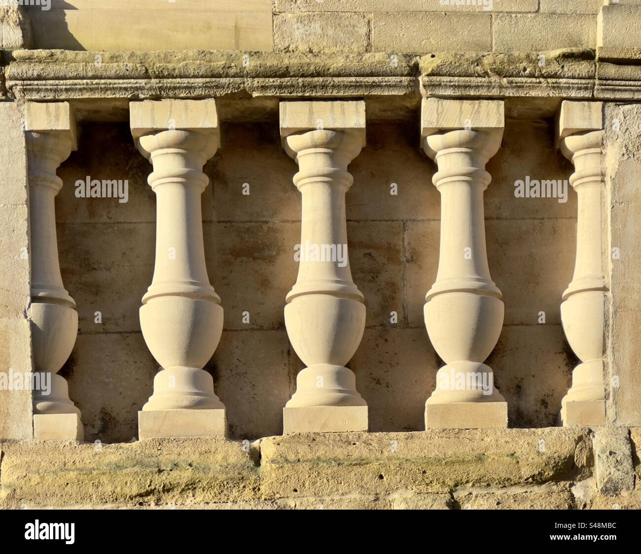 Stone balusters, a detail of a neoclassical church in Worcester Stock ...