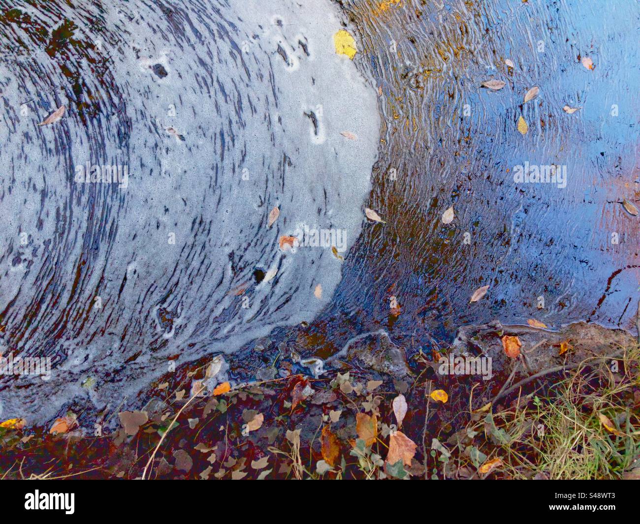 Frozen river in December After heavy overnight frost. North Wales UK ...