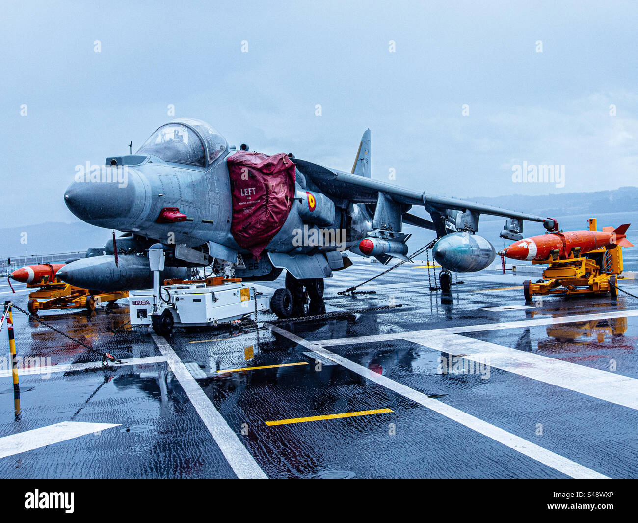 Harrier jet of the spanish Armada ( Navy ) on the deck of the strategic ...