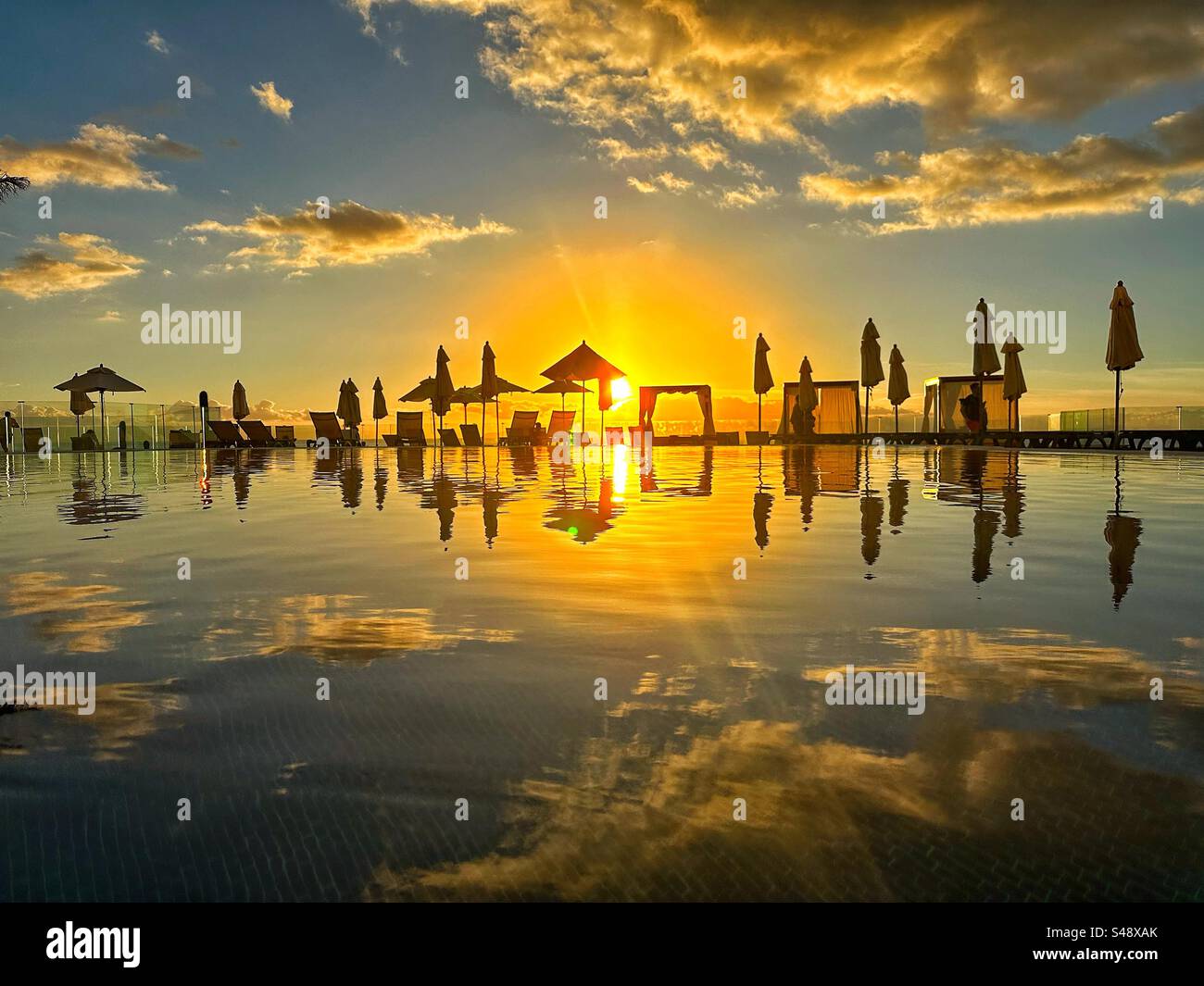 Tenerife Swimming Pool Sunset Stock Photo - Alamy