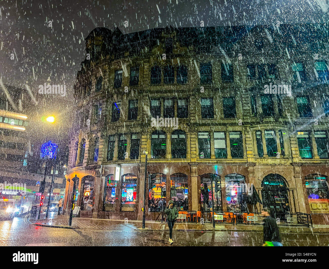 Snow in Leeds City Centre on infirmary street Stock Photo - Alamy