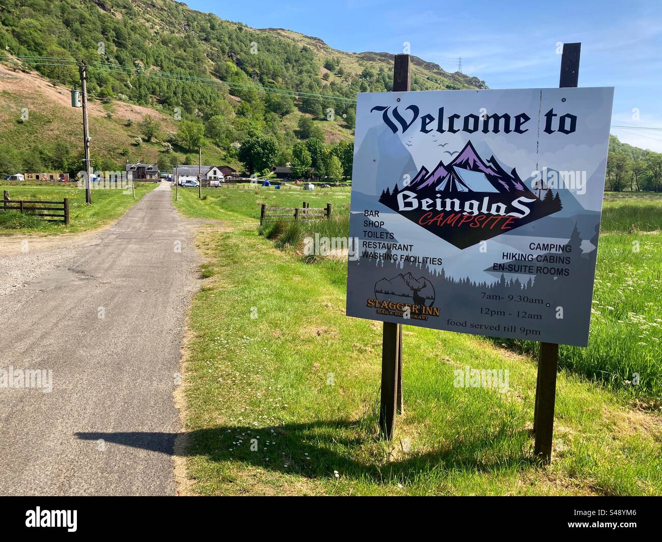 Welcome to Beinglas campsite sign, Loch Lomond, Inverarnan Arrochar ...