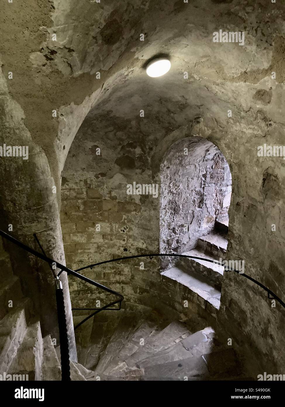Stone spiral staircase in Dover castle Stock Photo - Alamy