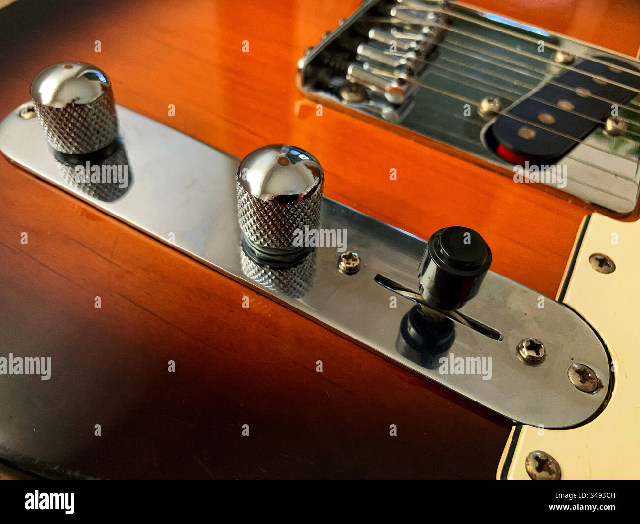 Telecaster guitar volume tone and pickup selector Stock Photo - Alamy