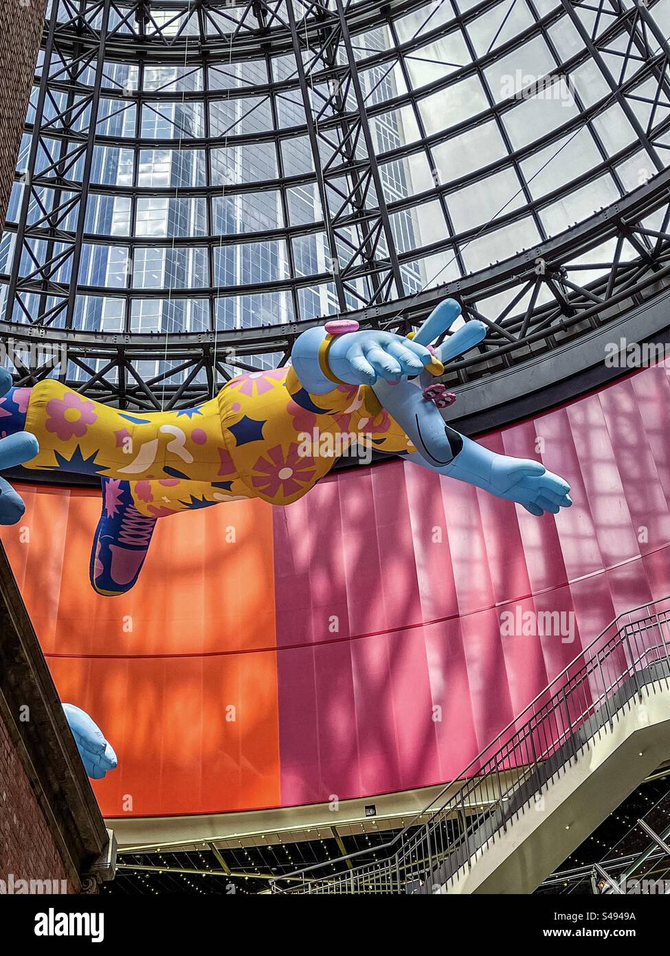 Ernie, inflatable art installation by Brolga against glass dome of ...
