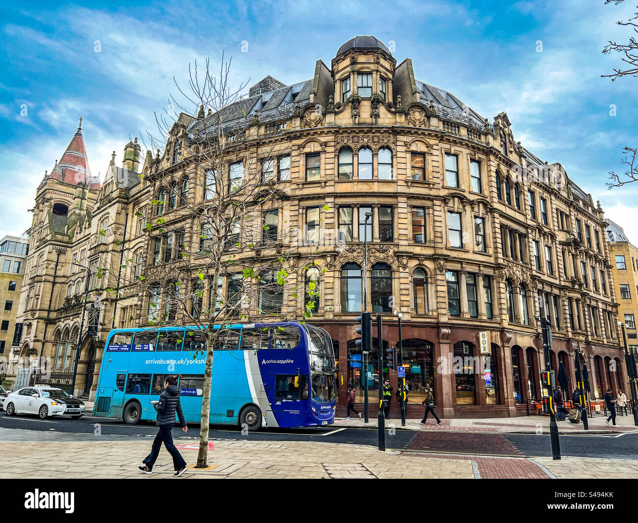 Victorian architectural buildings on Infirmary street in Leeds city ...