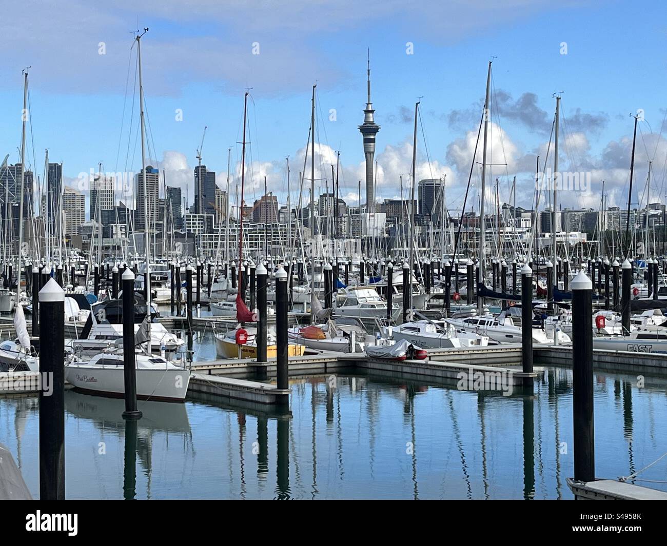Westhaven marina in Auckland New Zealand with Auckland Central and ...