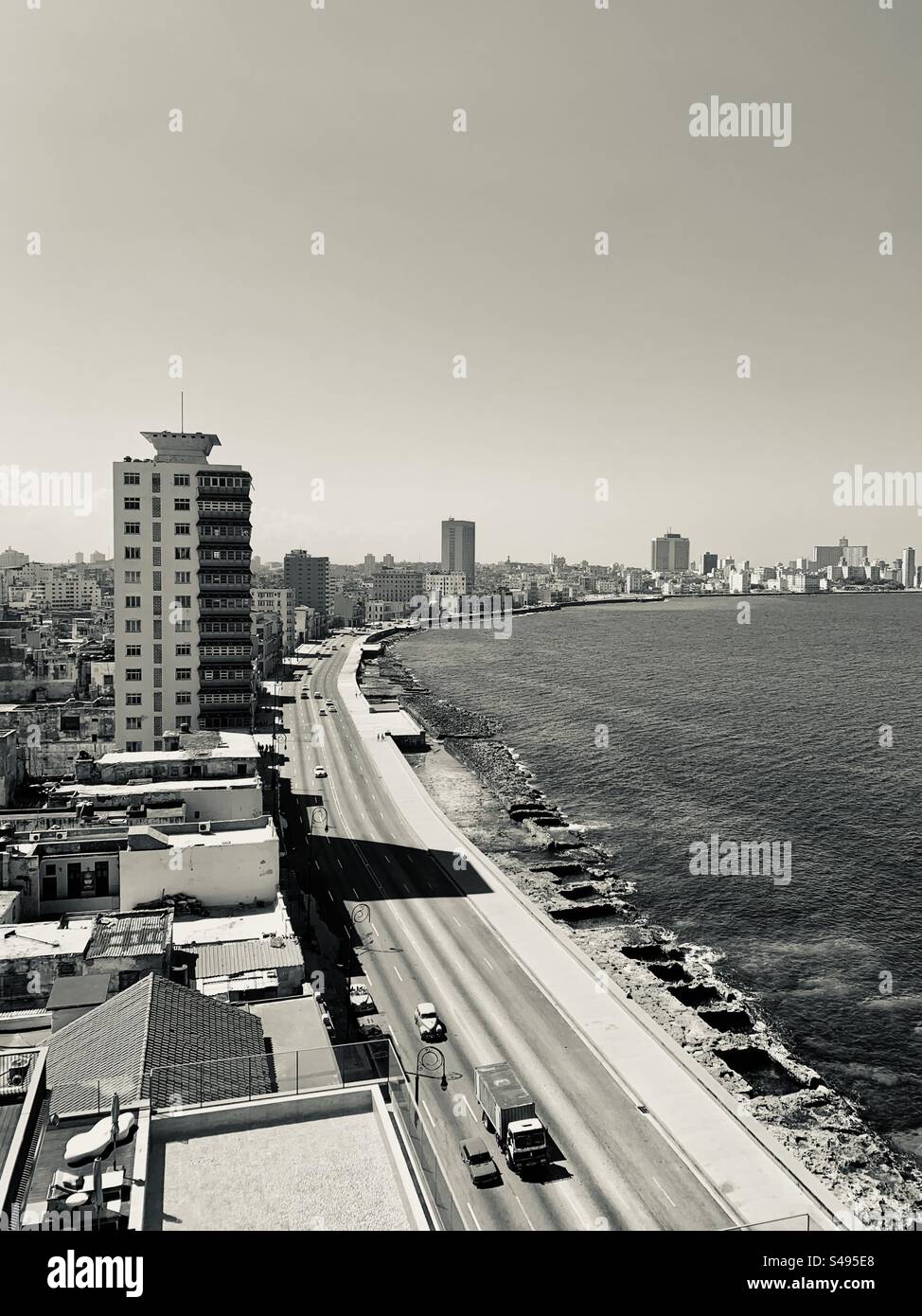 Havana skyline. La habana Cuba from above in black and white Stock ...