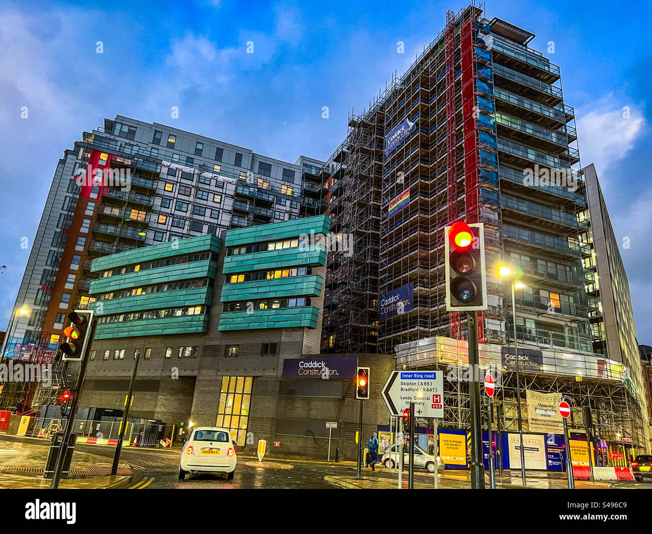 Office blocks and apartments in construction on Whitehall Road in Leeds ...