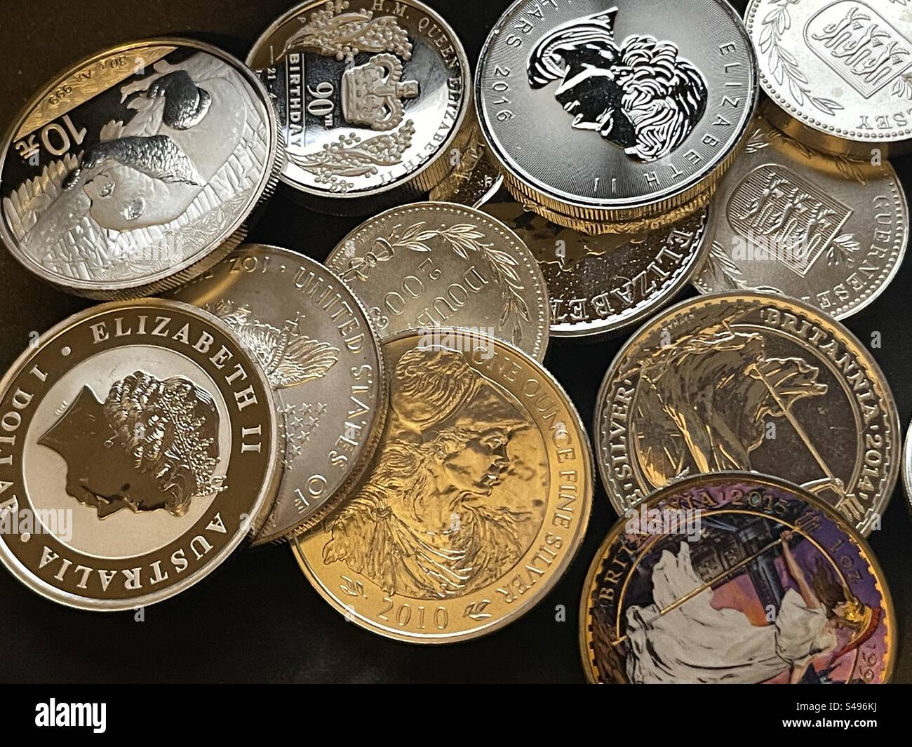 Silver bullion coins Stock Photo - Alamy