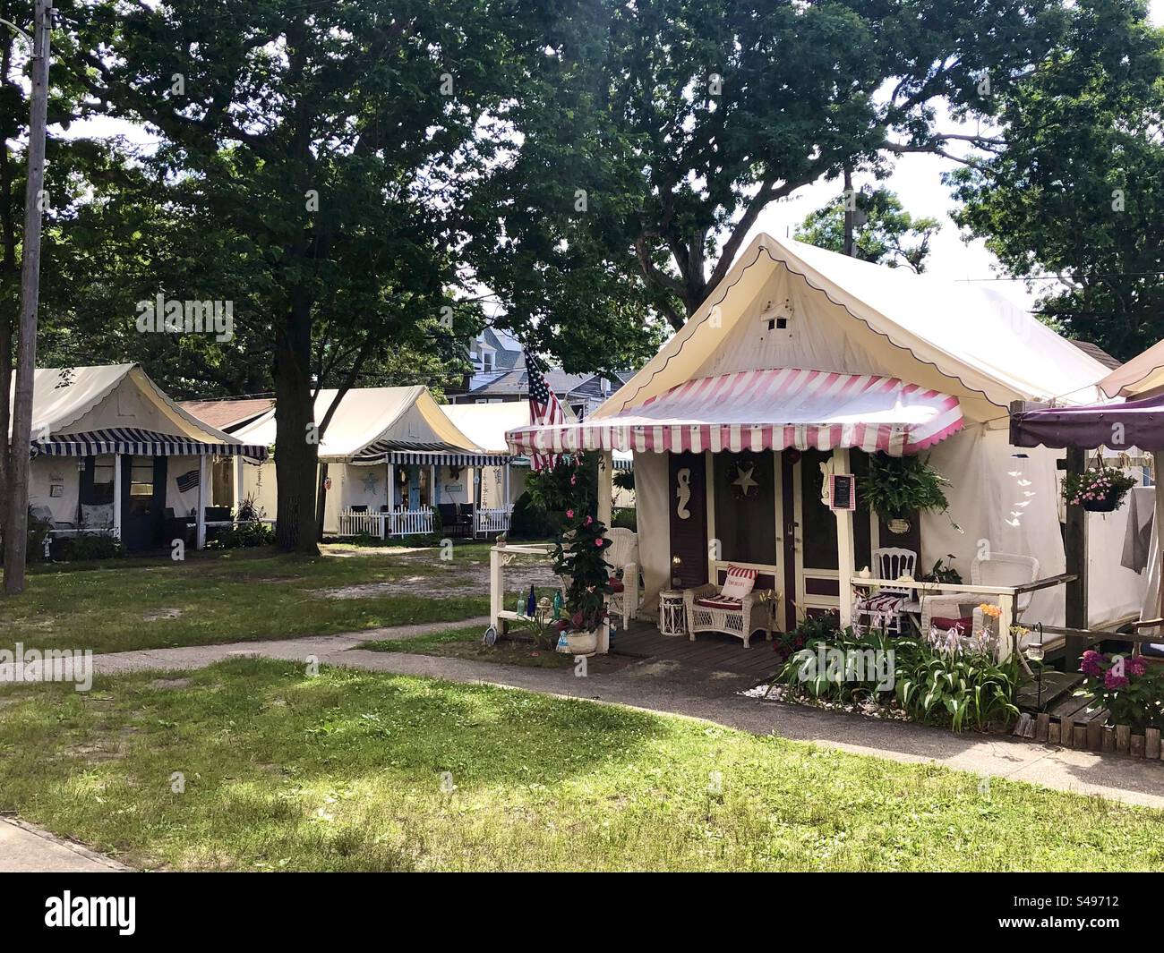 Camp Methodist summer retreat tents in Ocean Grove, Jersey Stock Photo ...