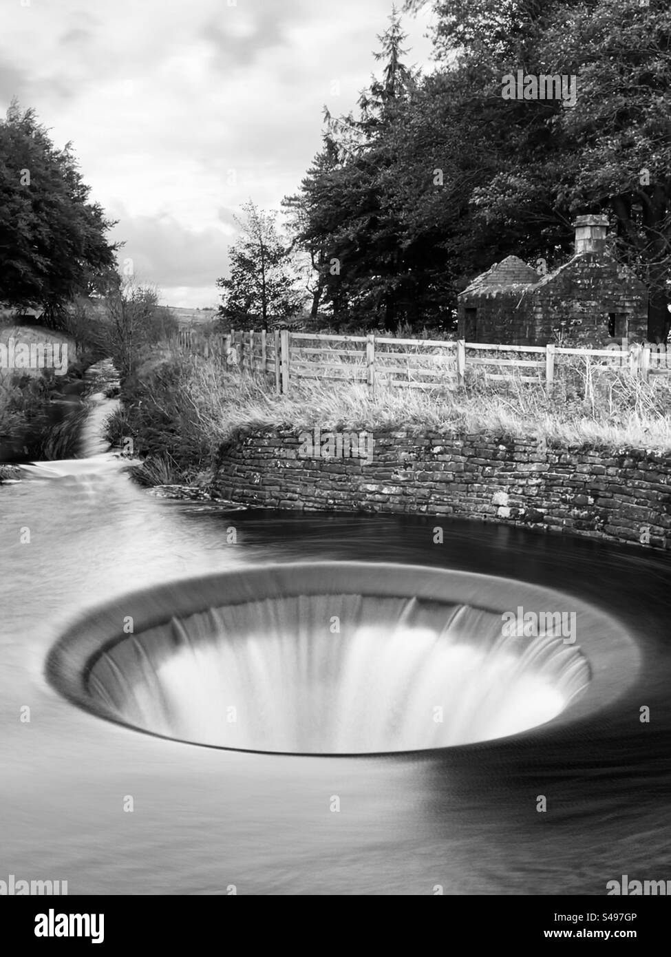 Bell mouth spillway ‘plug hole’, Redmires Conduit, Sheffield, South ...