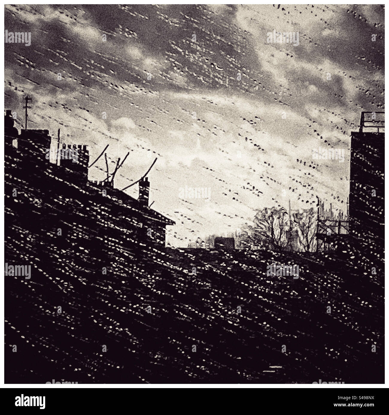 Rainy view from a train window Stock Photo - Alamy