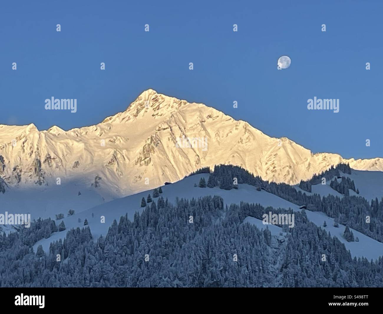 Swiss alps and full moon hi-res stock photography and images - Alamy