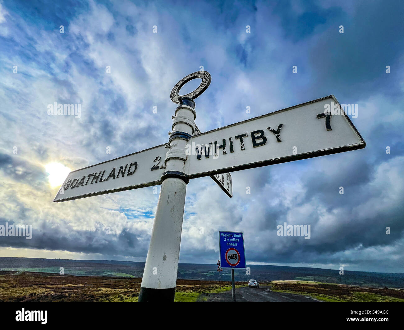 North York Moors road sign near Goathland and Whitby Stock Photo - Alamy