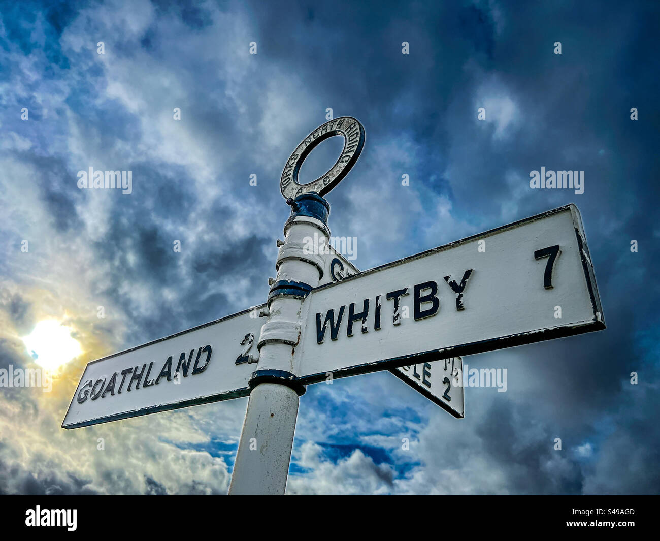 North York Moors road sign near Goathland and Whitby Stock Photo - Alamy