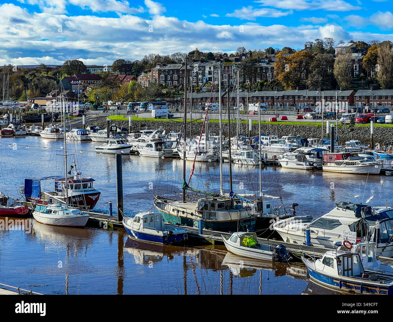 View down the River Esk in Whitby North Yorkshire Stock Photo - Alamy