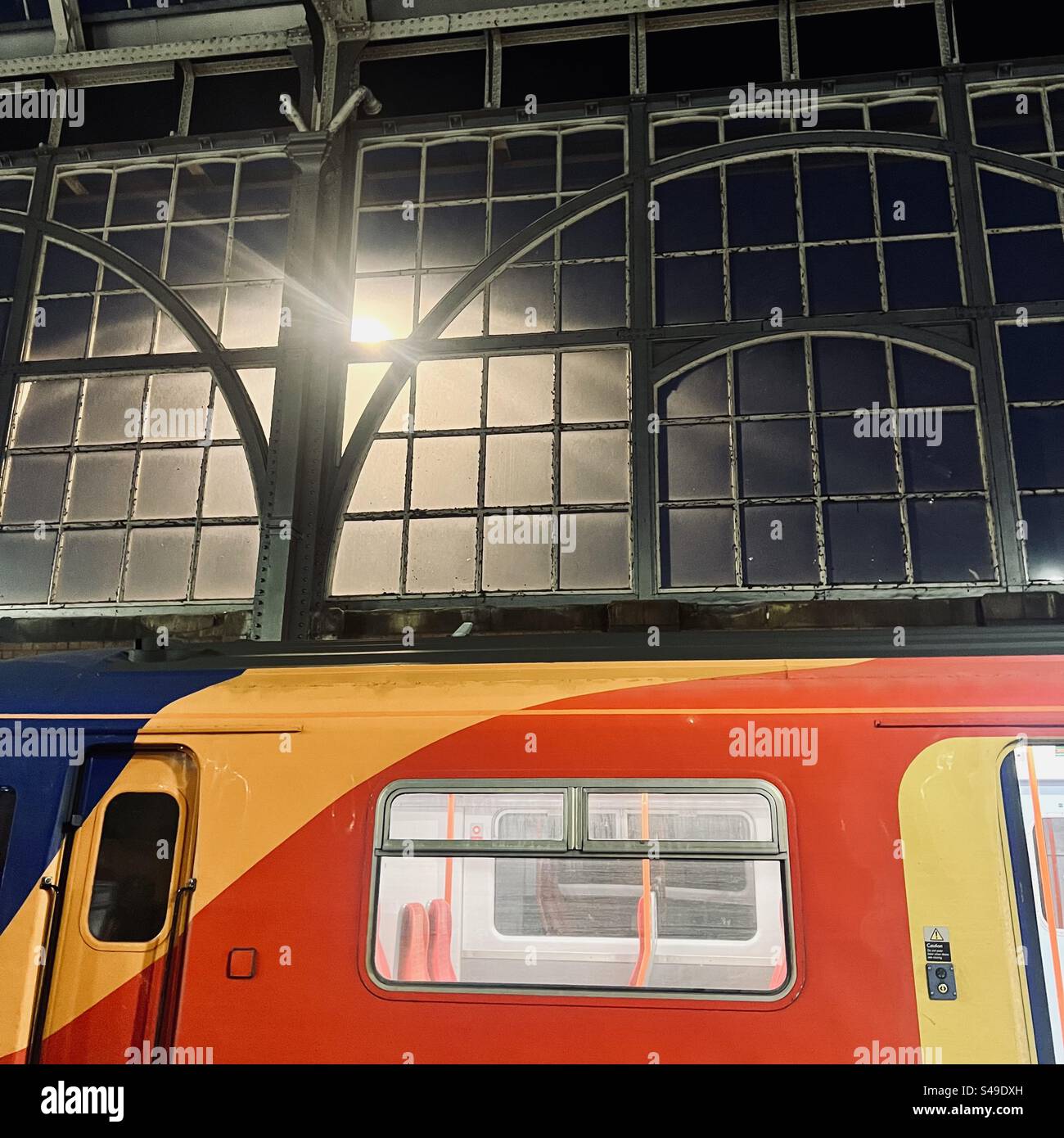 Empty train London Waterloo Station at night Stock Photo - Alamy
