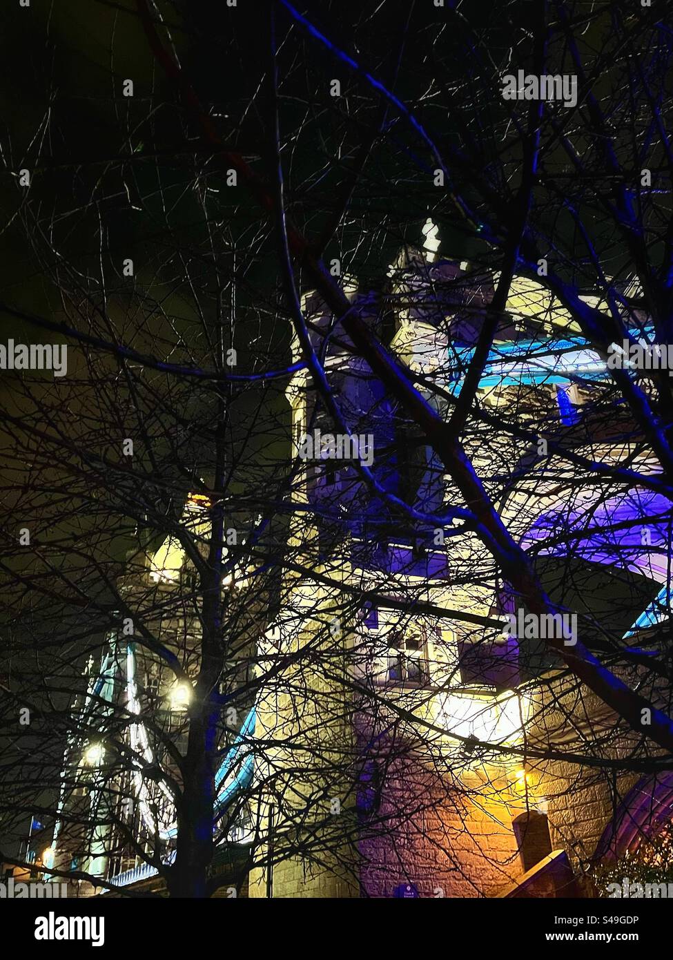 Looking up from the south bank of the River Thames at Tower Bridge ...