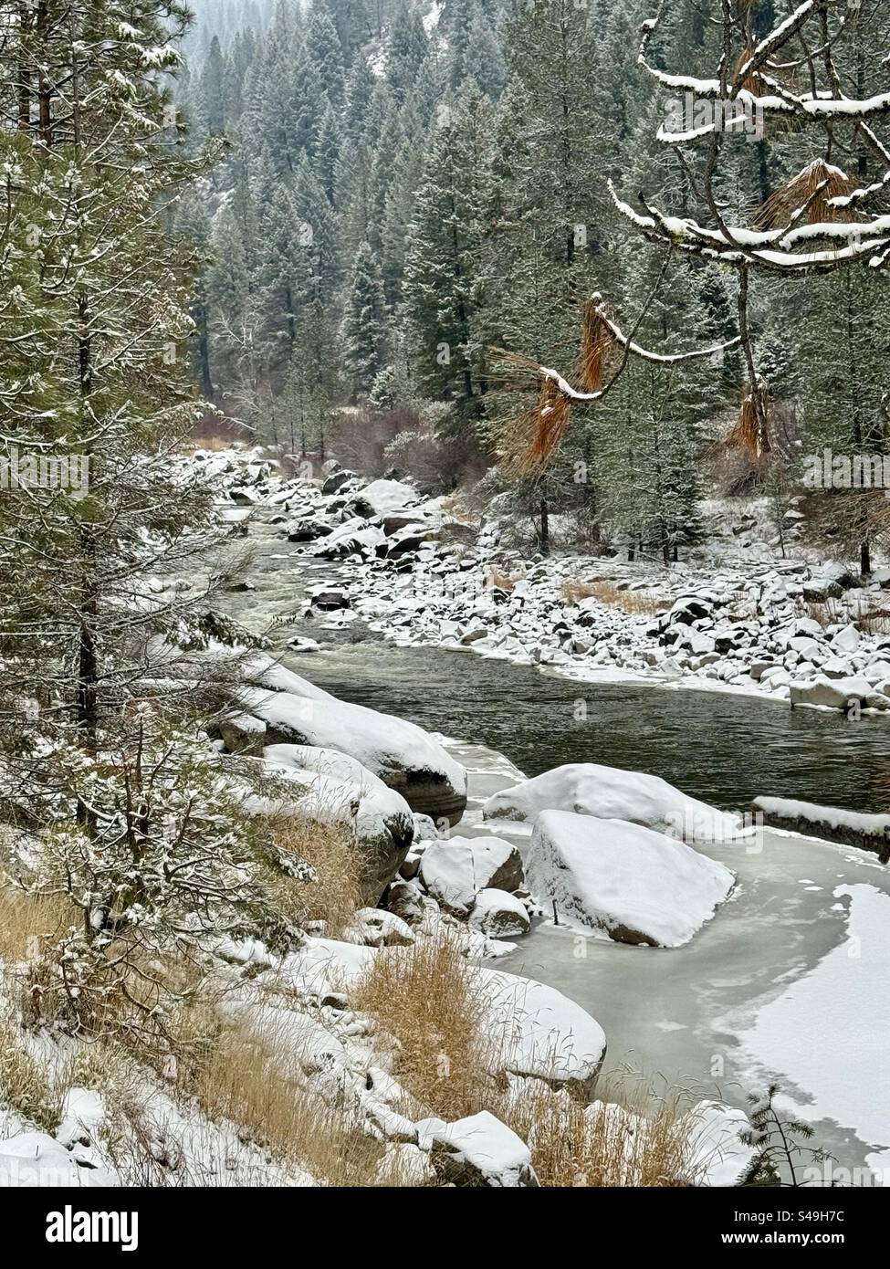 The snowy river Stock Photo - Alamy