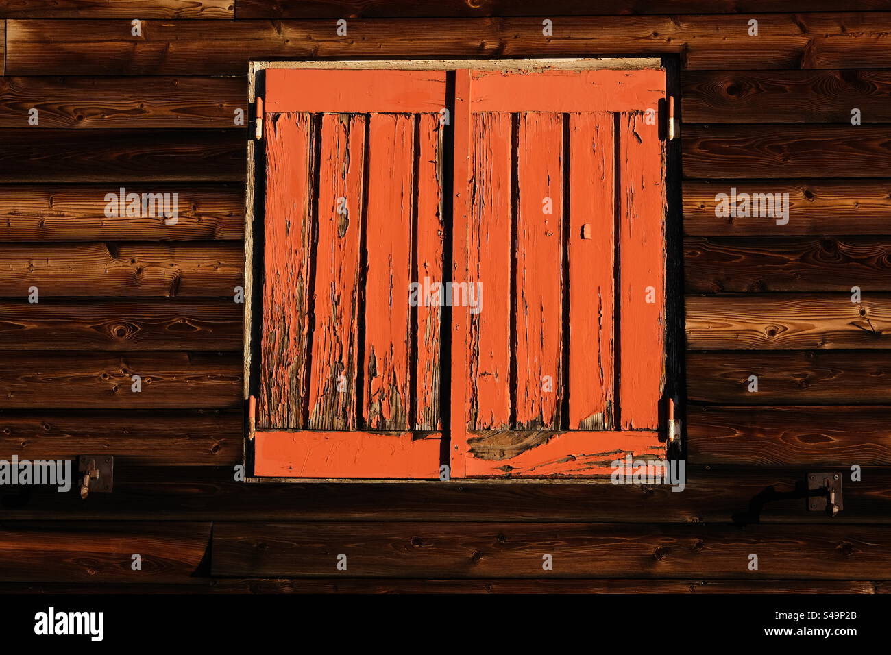 Alpine hut window Stock Photo - Alamy