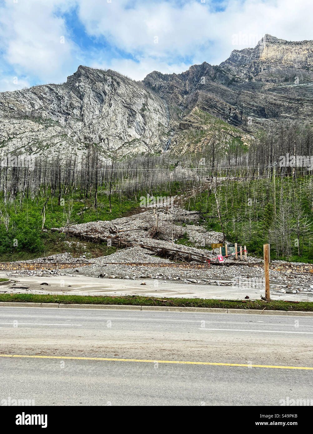 Mud and rockslide damage at the Bears Hump trail in Waterton Lakes ...
