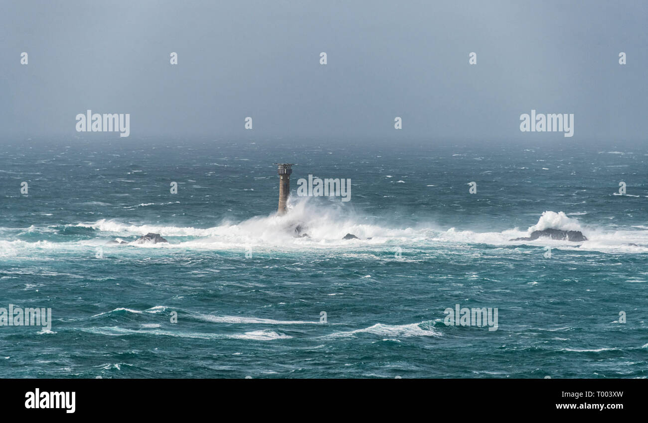 Cornwall lands end Storm at Longships Lighthouse,Land's End Cornwall ...