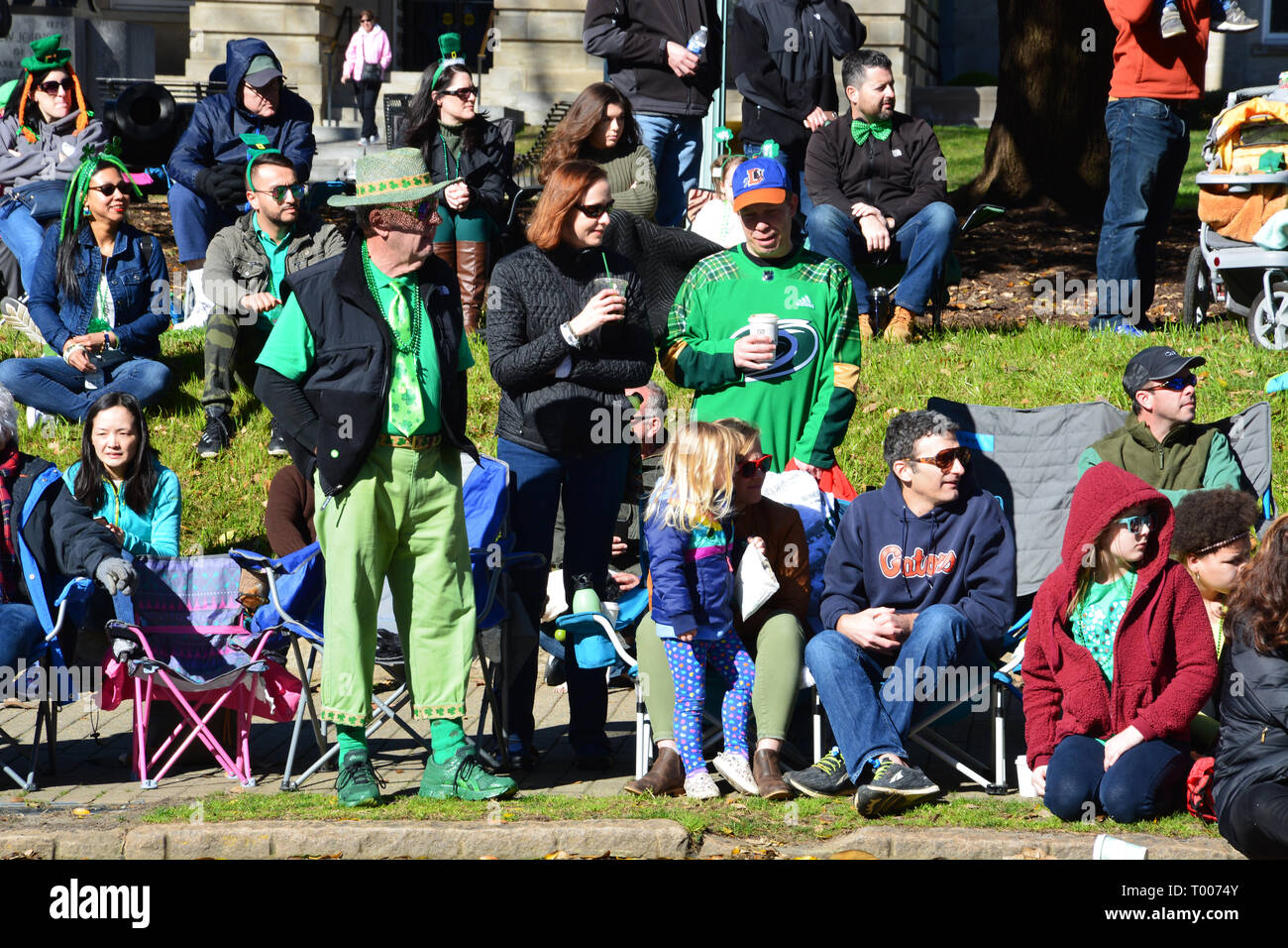 Raleigh, North Carolina / USA 16 March, 2019: Crowds gather on the lawn ...