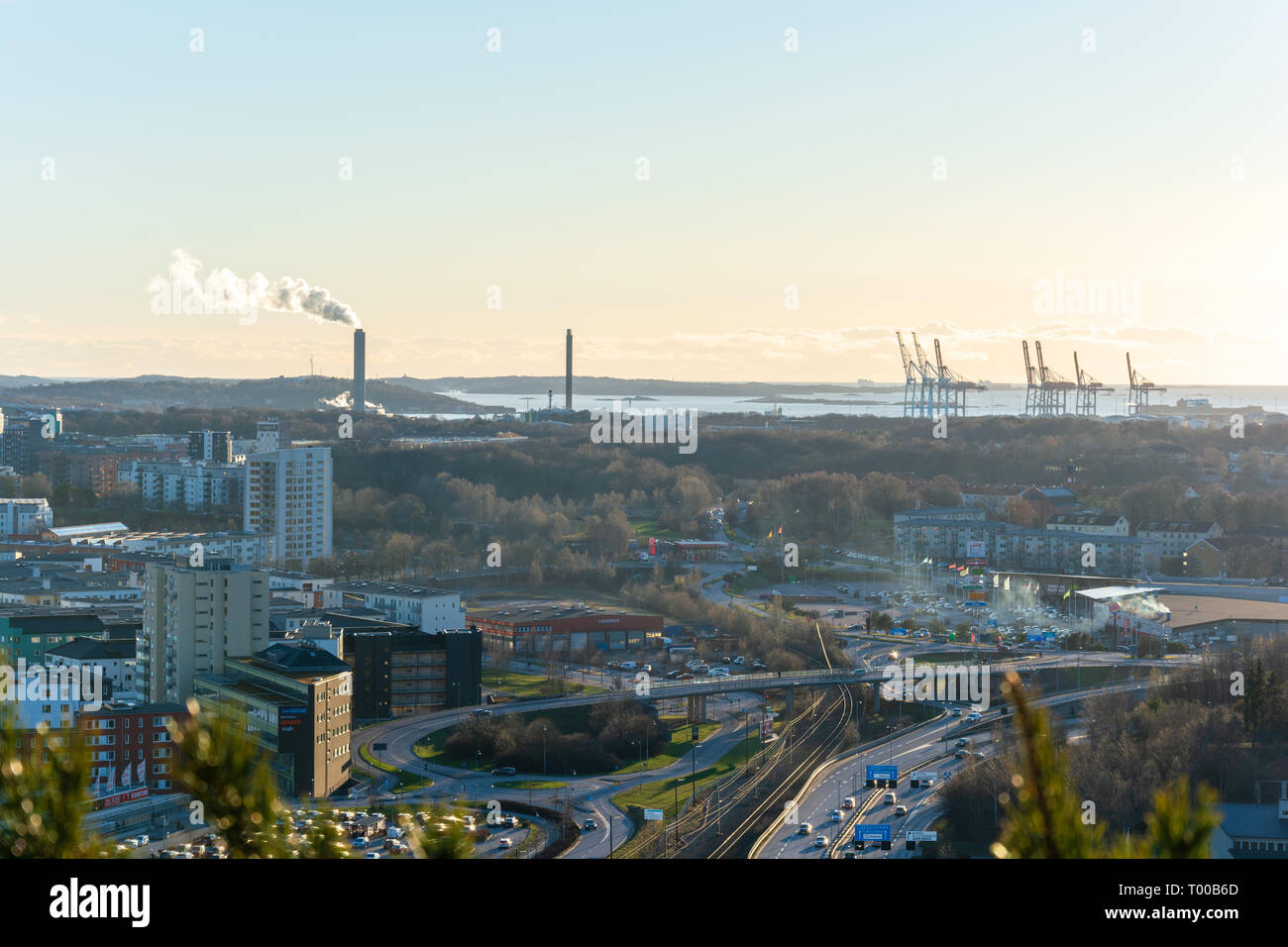 bird eye view of gothenburg city from top of ramberget hill sweden ...