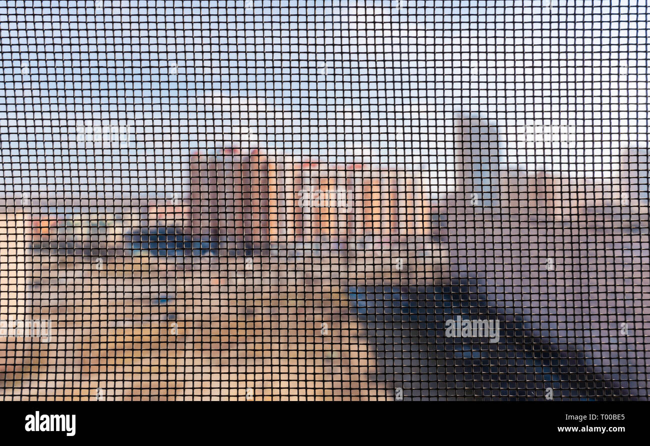 Open window with a mosquito screen to prevent insects and bugs, like ...