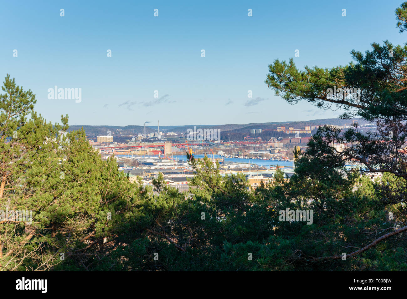 bird eye view of gothenburg city from top of ramberget hill sweden ...