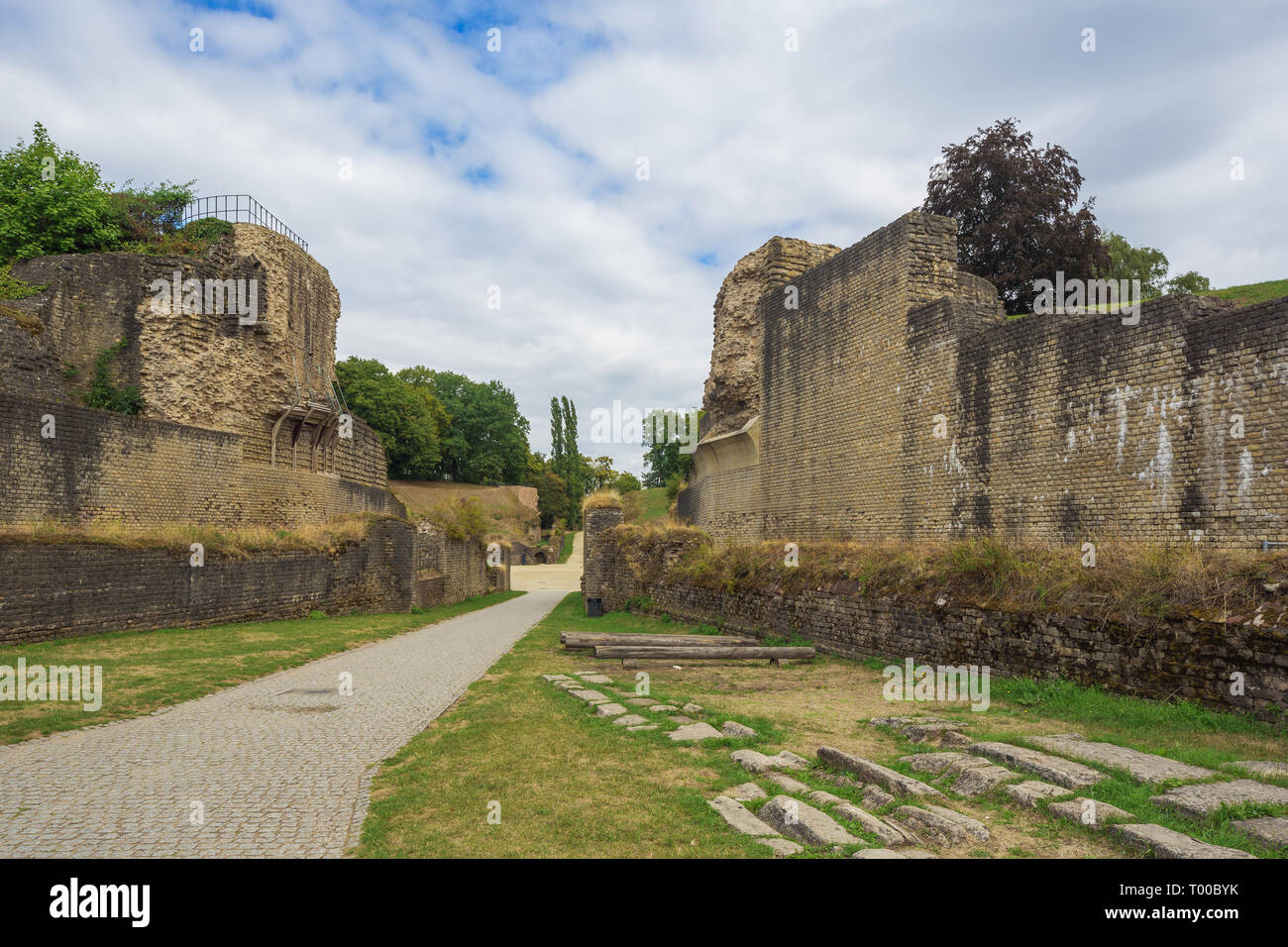 Coming into the roman amphitheater in Trier Stock Photo - Alamy