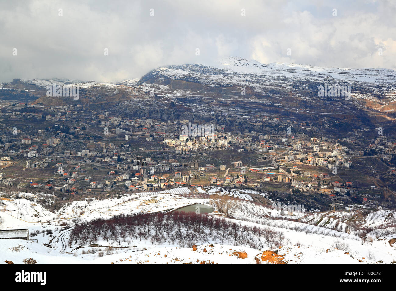 Lebanon winter landscape with mountains and snow Stock Photo - Alamy