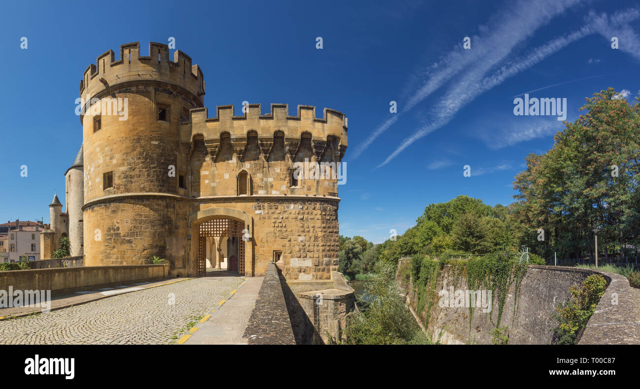 The Porte des Allemands with park the Seille river. This gate is a part ...