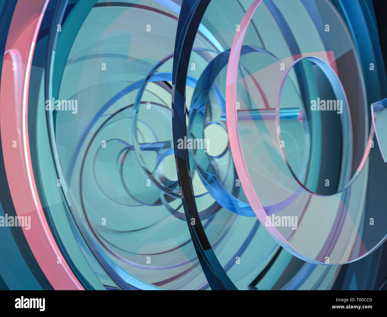Abstract swirly blue shape on black background. 3D rendering Stock ...