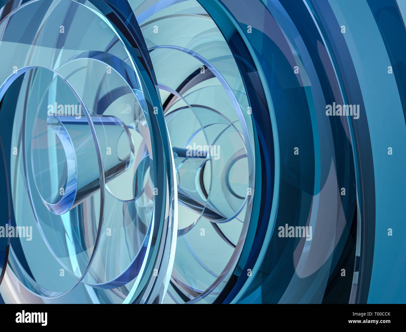 Abstract swirly blue shape on black background. 3D rendering Stock ...