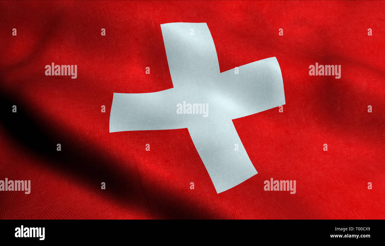 Switzerland Waving Flag in 3D Stock Photo - Alamy