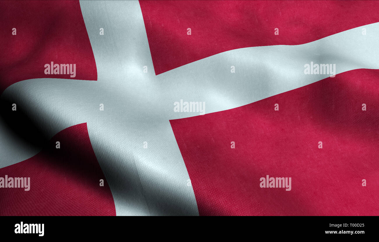 Denmark Waving Flag in 3D Stock Photo - Alamy