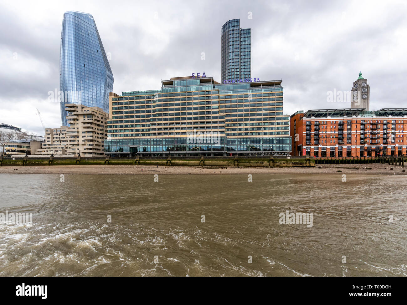 1 Blackfriars tower and Sea Containers Hotel. River Thames, London ...