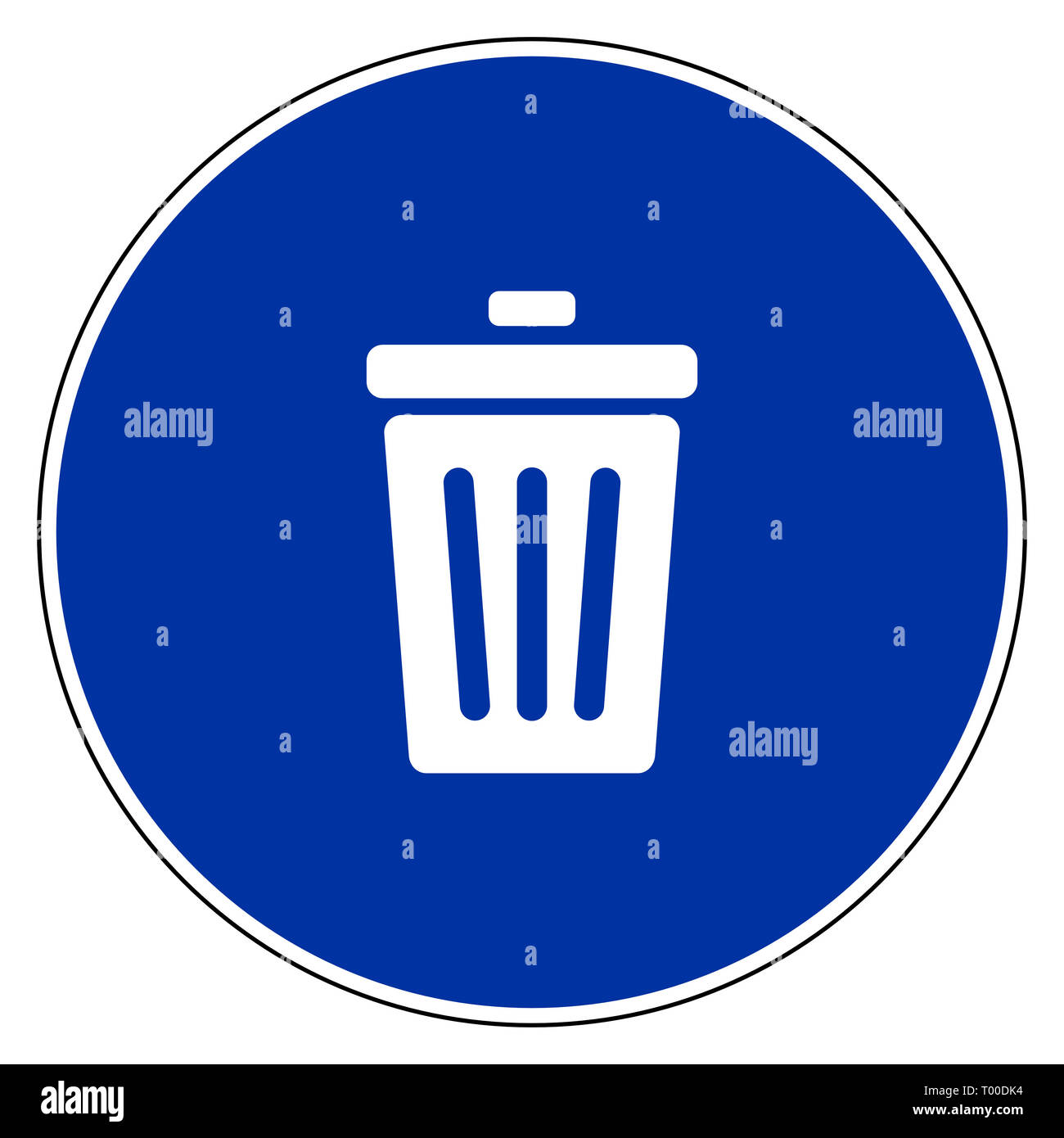 Waste bin and blue sign Stock Photo - Alamy