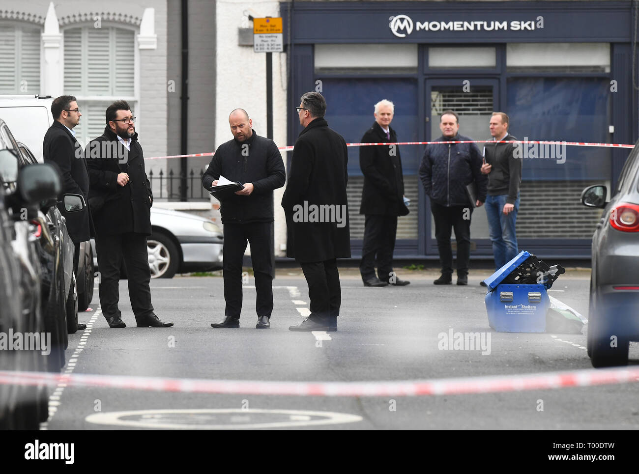 Police at the scene in Fulham, west London where a 29-year-old man was ...