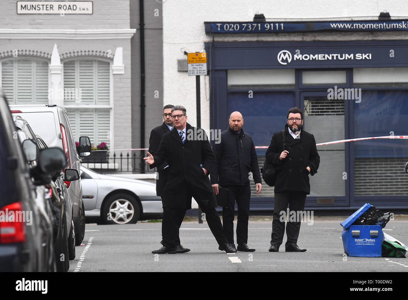 Police at the scene in Fulham, west London where a 29-year-old man was ...