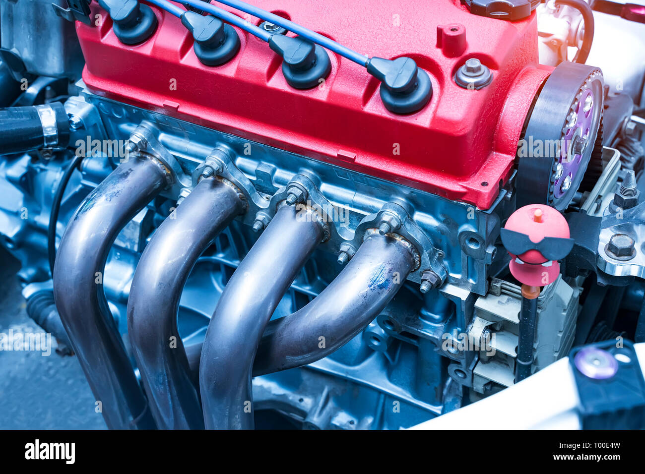 Modern powerful car engine section Stock Photo - Alamy