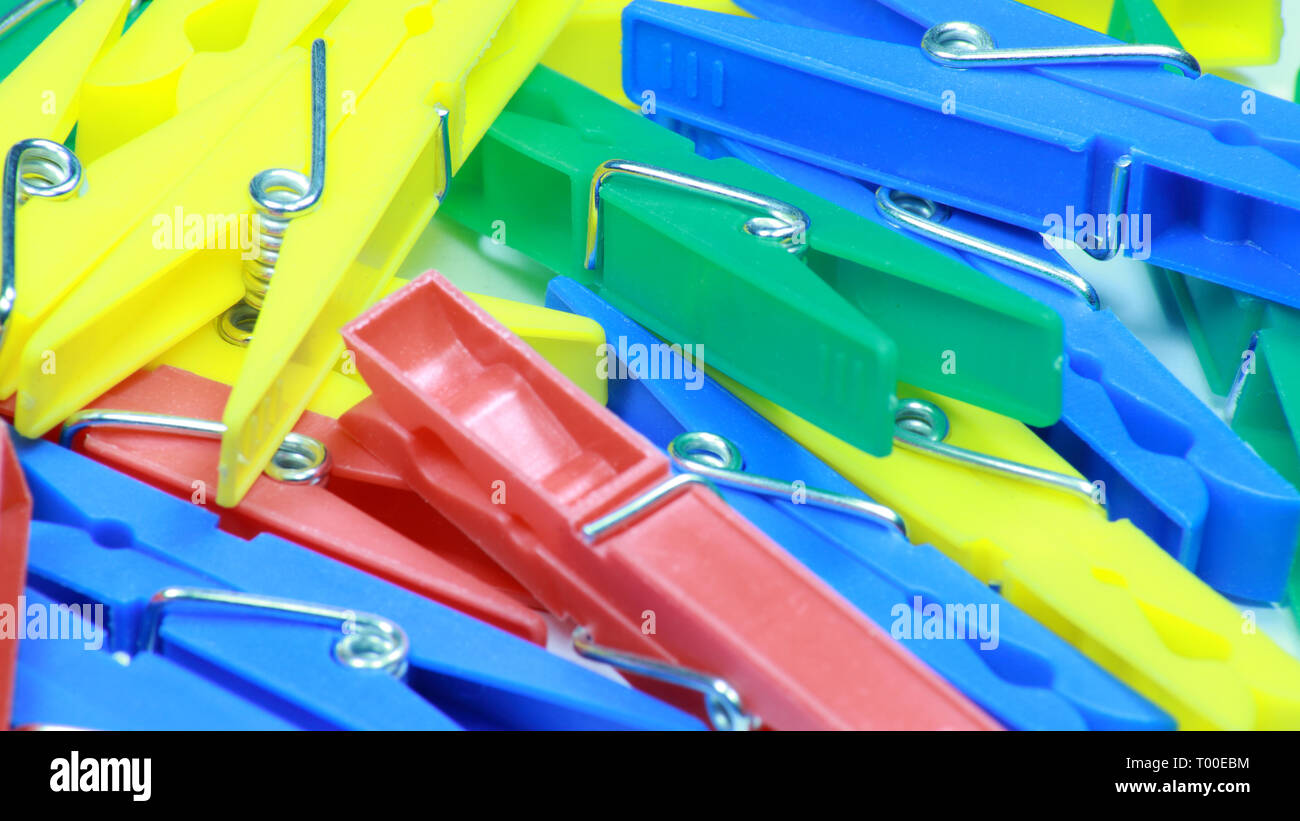 set of plastic clothespin Stock Photo - Alamy